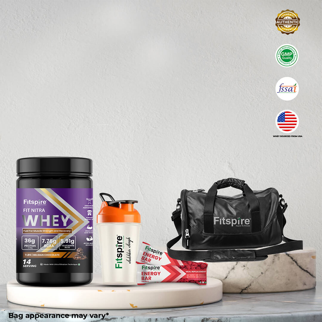 Fit Nitra Whey Protein With Gym Bag, Shaker and 2 Energy Bar – Fitspire
